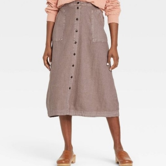 Universal Thread | Skirts | Universal Thread Linen Midi Skirt Button Front Modest Xxl Nwot ...